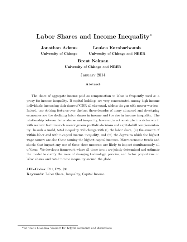 (PDF) Labor Shares and Income Inequality