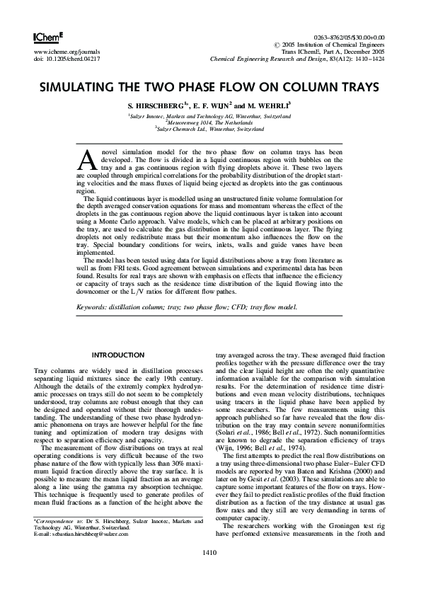 (PDF) Simulating the Two Phase Flow on Column Trays
