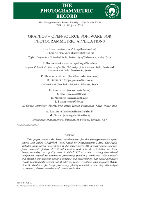 (PDF) GRAPHOS - open-source software for photogrammetric applications