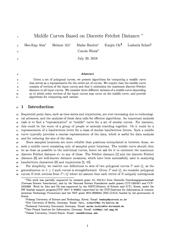 (PDF) Middle curves based on discrete Fréchet distance