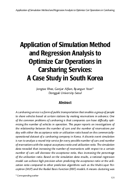 Pdf Application Of Simulation Method And Regression Analysis To Optimize Car Operations In