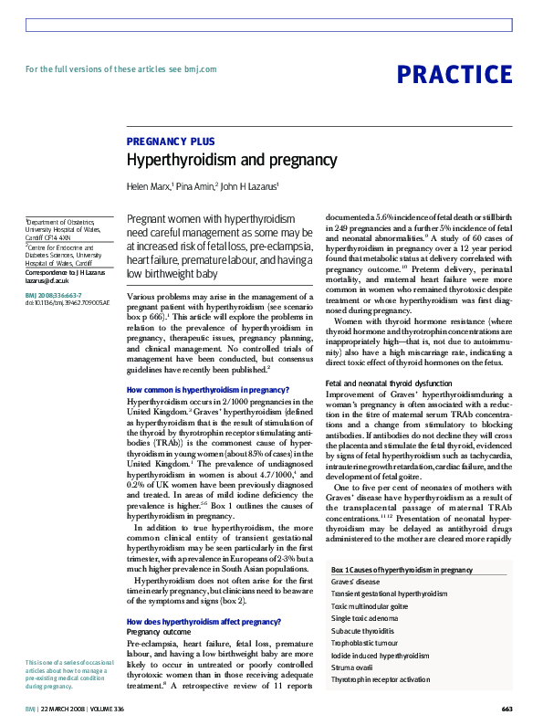 (PDF) Hyperthyroidism and pregnancy