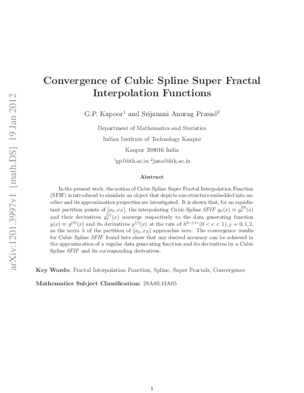 (PDF) 2 Convergence of Cubic Spline Super Fractal Interpolation Functions