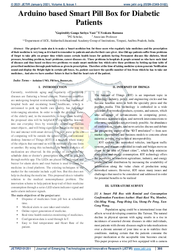 (PDF) Arduino based Smart Pill Box for Diabetic Patients
