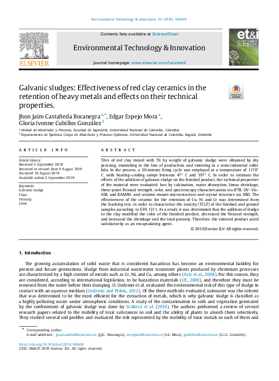(PDF) Galvanic sludges: Effectiveness of red clay ceramics in the ...