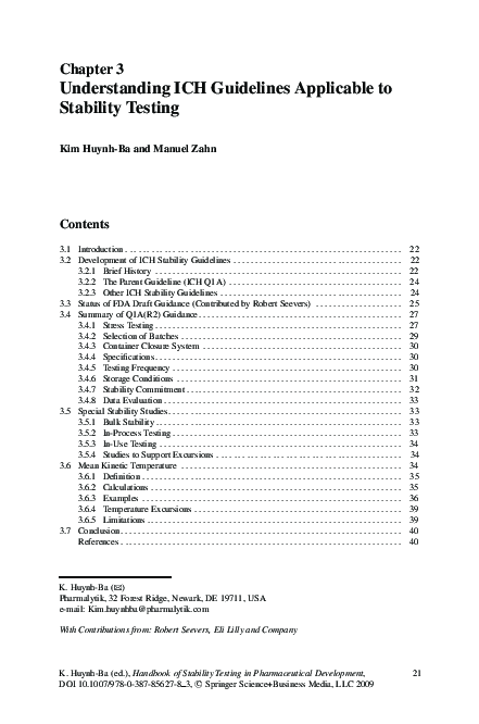 (PDF) Understanding ICH Guidelines Applicable to Stability Testing