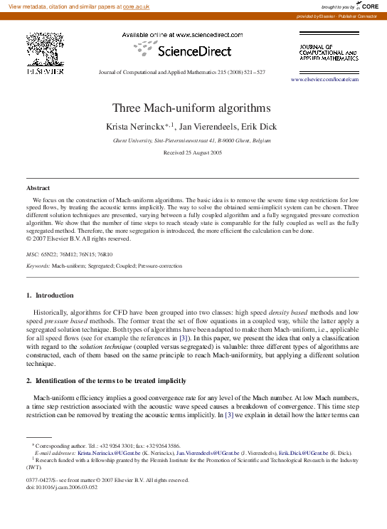 (PDF) Three Mach-uniform algorithms