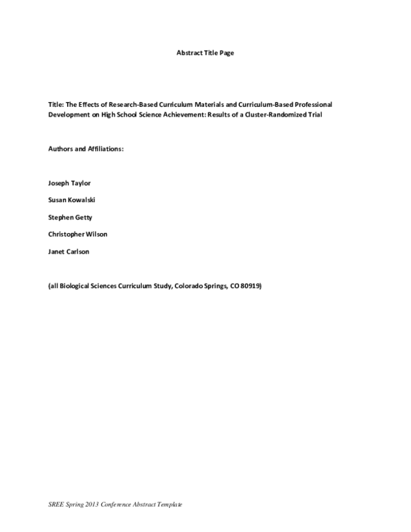 (PDF) The Effects of Research-Based Curriculum Materials and Curriculum ...
