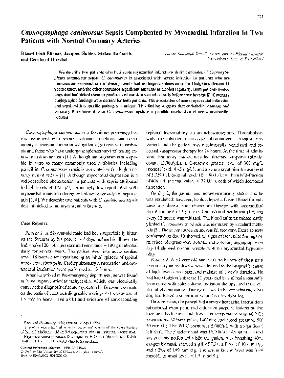 (PDF) Capnocytophaga canimorsus Sepsis Complicated by Myocardial ...