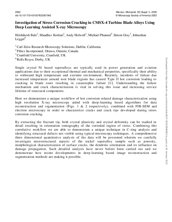 (PDF) Investigation of Stress Corrosion Cracking in CMSX-4 Turbine ...