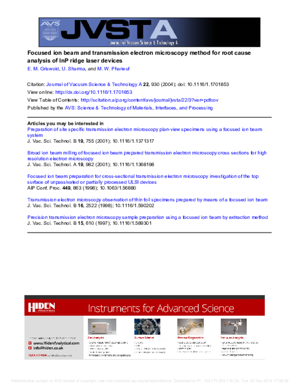 (PDF) Focused ion beam and transmission electron microscopy method for ...