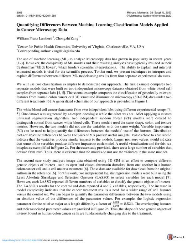 (PDF) Quantifying Differences Between Machine Learning Classification Models Applied to Cancer ...