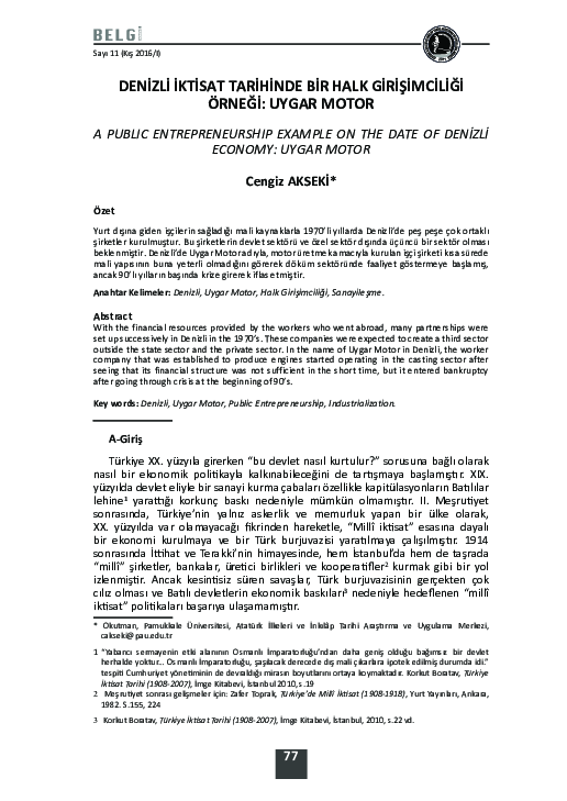 (PDF) A Public Entrepreneurship Example on the Date of Deni̇zli̇ ...