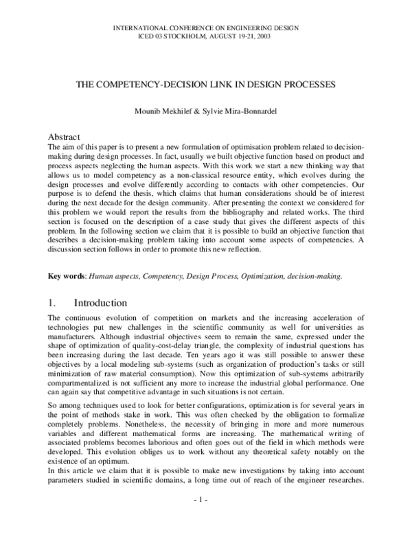(PDF) The Competency-Decision Link in Design Processes
