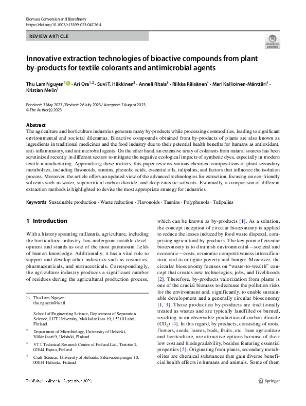 (PDF) Innovative extraction technologies of bioactive compounds from plant by-products for ...