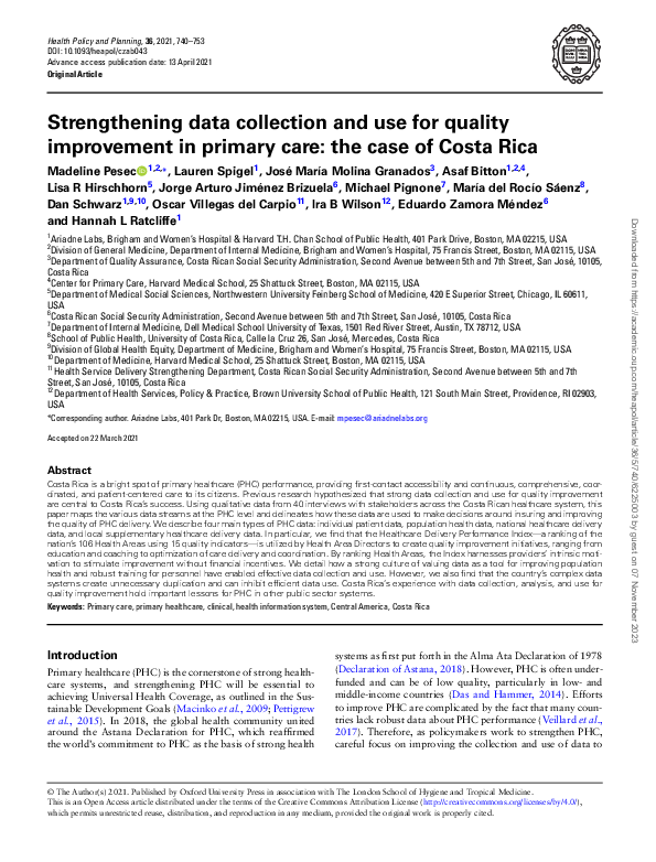 (PDF) Strengthening data collection and use for quality improvement in ...