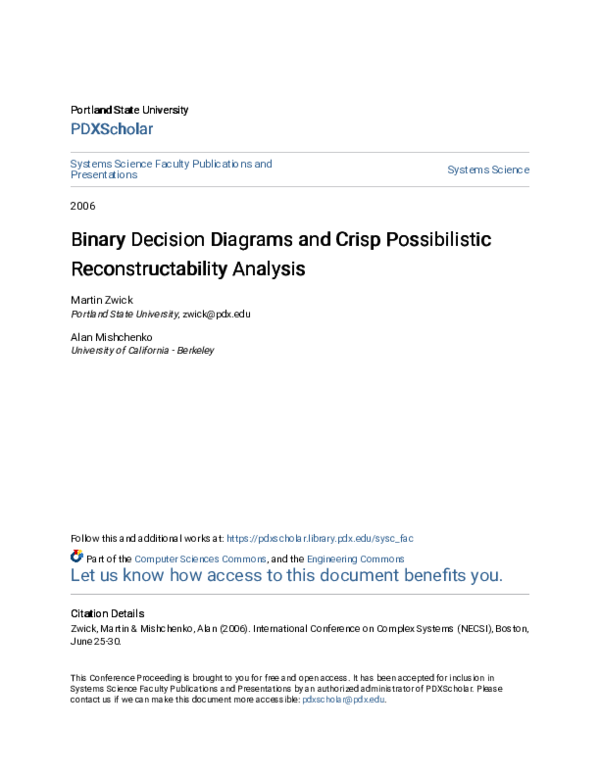 (PDF) Binary Decision Diagrams and Crisp Possibilistic Reconstructability Analysis