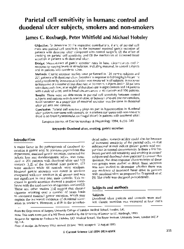 (PDF) Parietal cell sensitivity in humans | James Roxburgh - Academia.edu