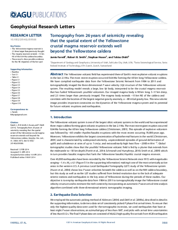 (PDF) Tomography from 26 years of seismicity revealing that the spatial ...