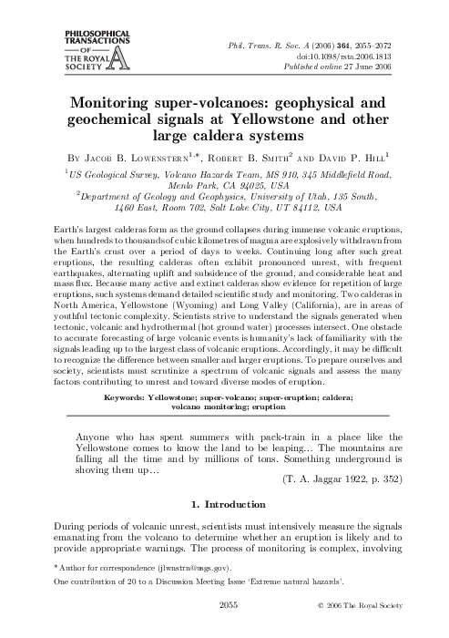 (PDF) Monitoring super-volcanoes: geophysical and geochemical signals ...