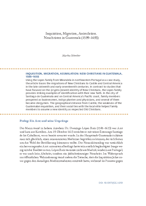 (PDF) Inquisition, Migration, Assimilation. Neuchristen in Guatemala ...
