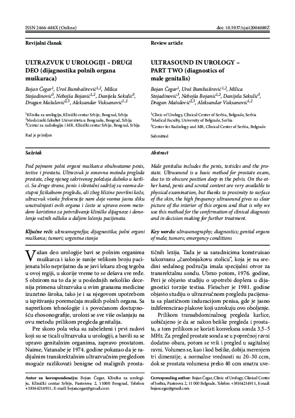 (PDF) Ultrasound in urology: Part two: Diagnostics of male genitalis