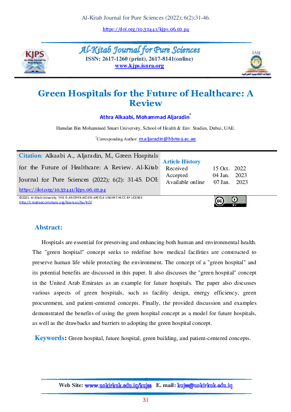 (PDF) Green Hospitals for the Future of Healthcare: A Review