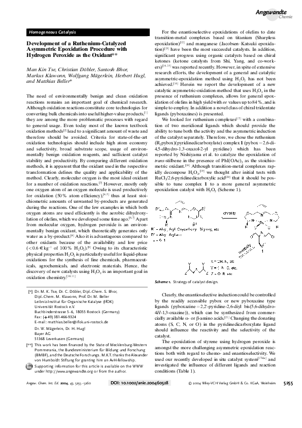 (PDF) Development of a Ruthenium-Catalyzed Asymmetric Epoxidation ...