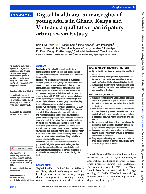 (PDF) Digital health and human rights of young adults in Ghana, Kenya ...