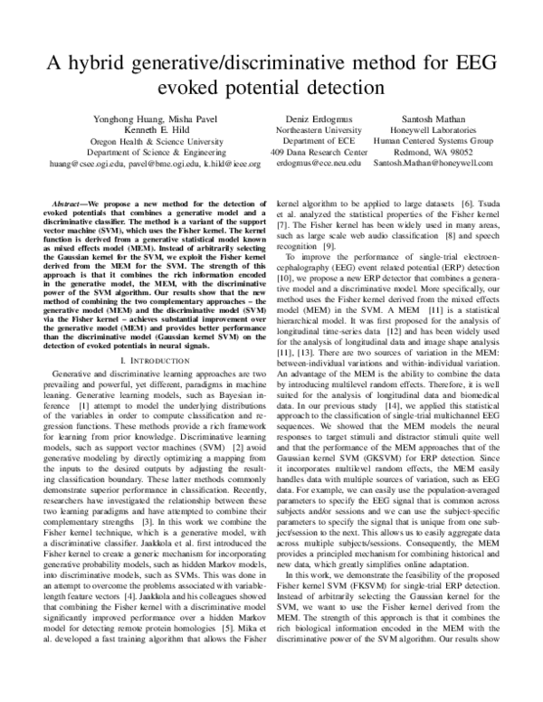 (PDF) A hybrid generative/discriminative method for EEG evoked potential detection