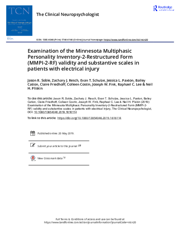 (PDF) Examination of the Minnesota Multiphasic Personality Inventory-2-Restructured Form (MMPI-2 ...