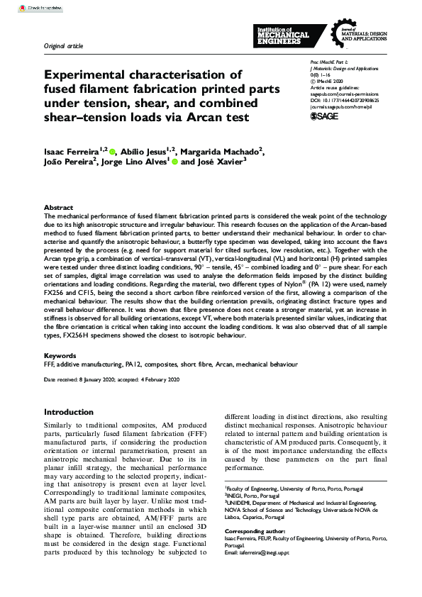 (PDF) Experimental characterisation of fused filament fabrication ...