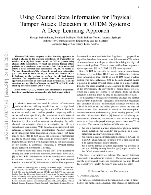 (PDF) Using Channel State Information for Physical Tamper Attack Detection in OFDM Systems: A ...