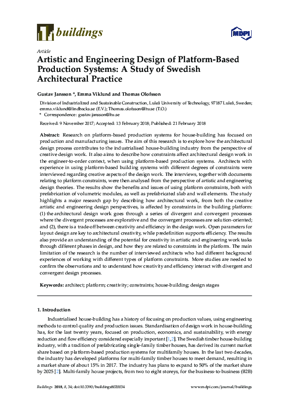 (PDF) Artistic and Engineering Design of Platform-Based Production ...