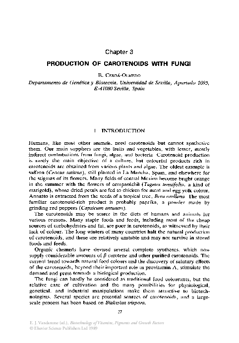(PDF) Production of Carotenoids with Fungi