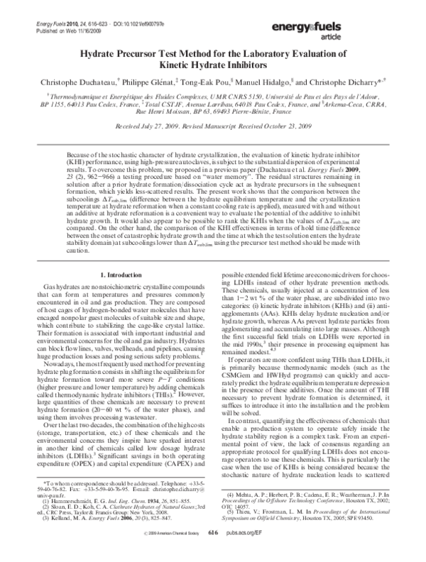 (PDF) Hydrate Precursor Test Method for the Laboratory Evaluation of ...