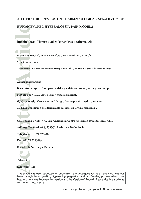 (PDF) A literature review on the pharmacological sensitivity of human ...