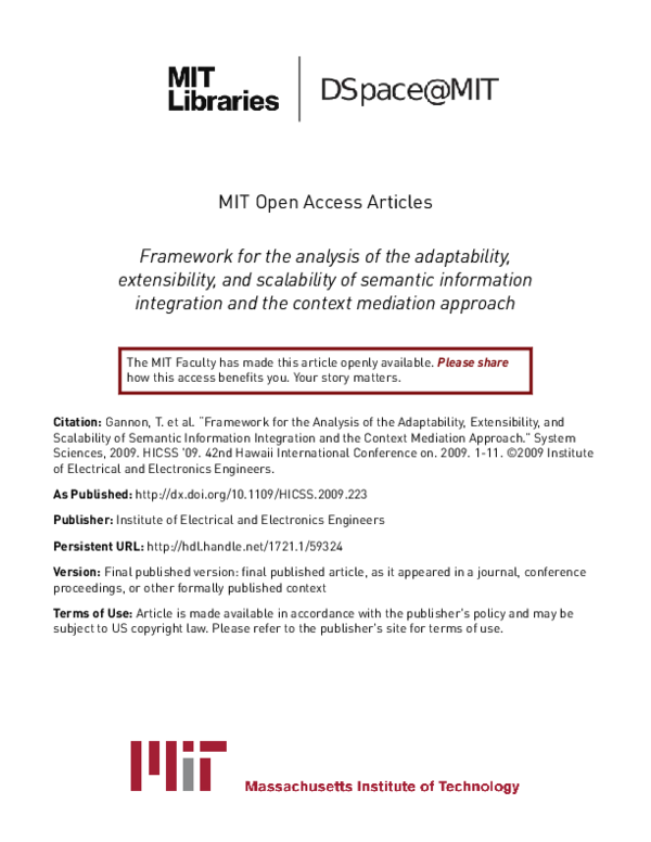 (PDF) Framework for the Analysis of the Adaptability, Extensibility, and Scalability of Semantic ...
