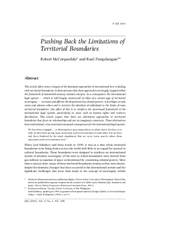 (PDF) Pushing Back the Limitations of Territorial Boundaries