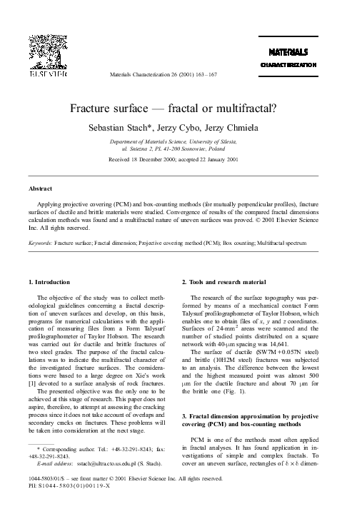 (PDF) Fracture surface — fractal or multifractal?