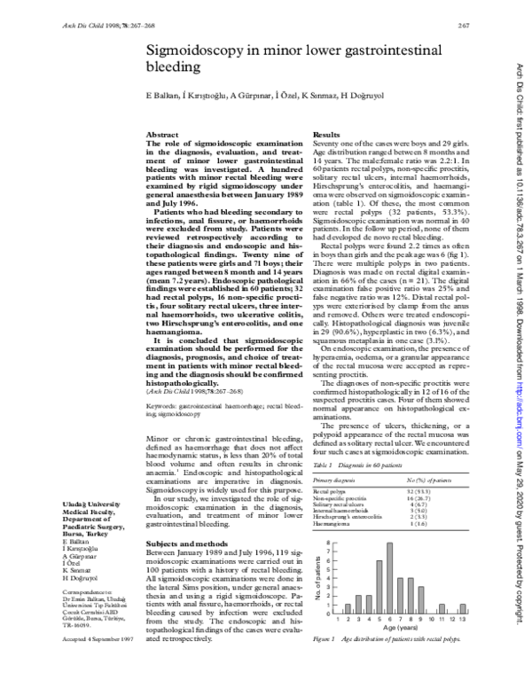 (PDF) Sigmoidoscopy in minor lower gastrointestinal bleeding