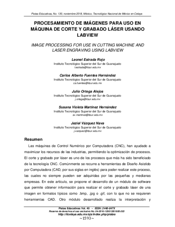 (PDF) Procesamiento De Imágenes Para Uso en Máquina De Corte y Grabado Láser Usando Labview ...
