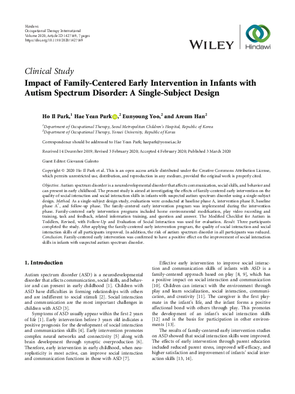 (PDF) Impact of Family-Centered Early Intervention in Infants with ...