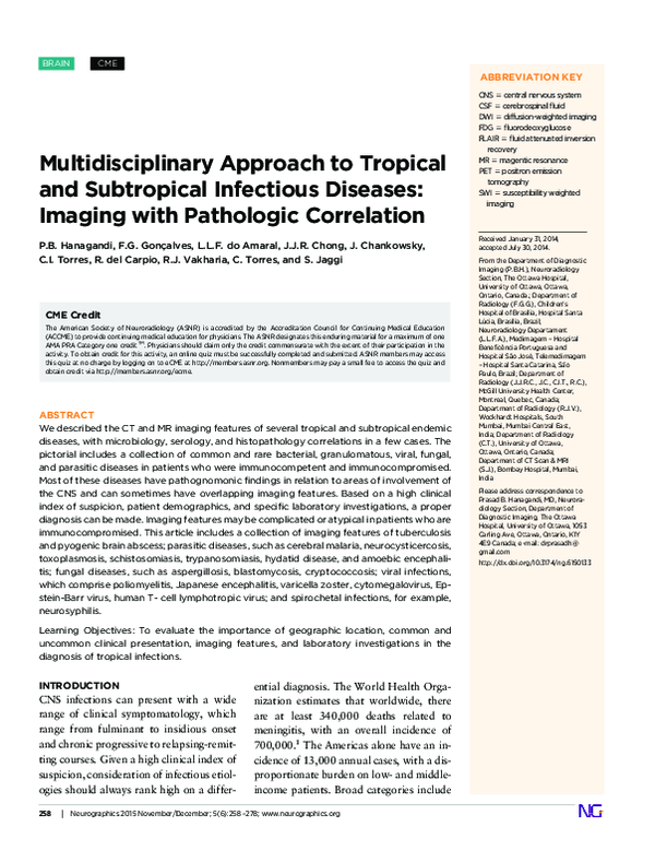 (PDF) Multidisciplinary Approach to Tropical and Subtropical Infectious Diseases: Imaging with ...