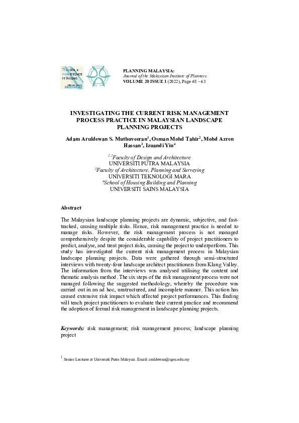 (PDF) Investigating the Current Risk Management Process Practice in ...