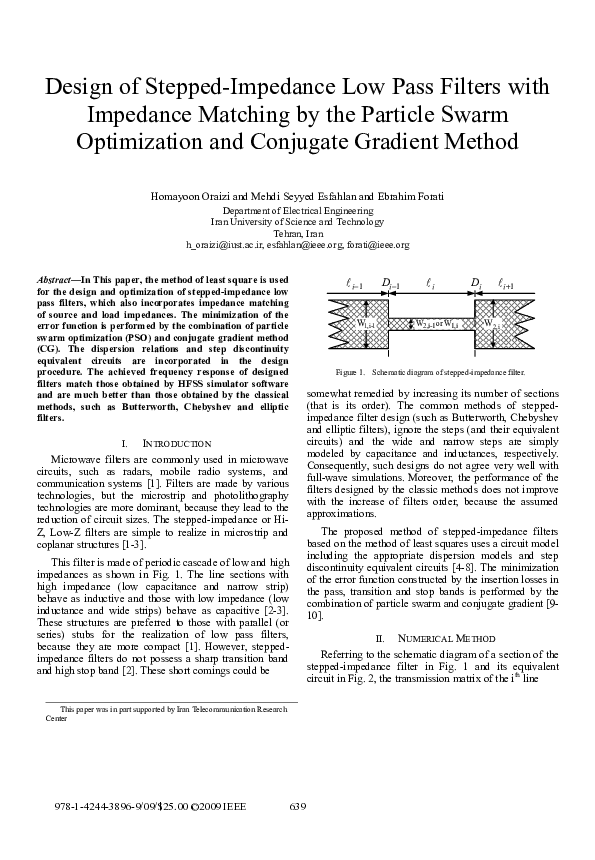 (PDF) Design of stepped-impedance low pass filters with impedance matching by the particle swarm ...