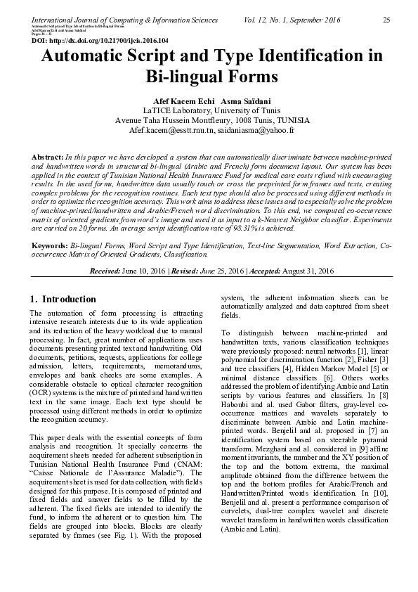 Pdf Automatic Script And Type Identification In Bi Lingual Forms 1107