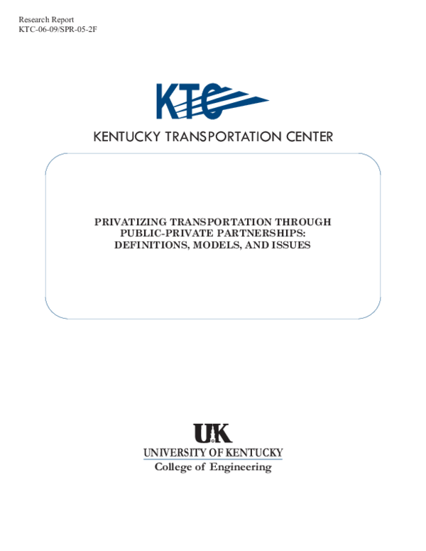 (PDF) Privatizing Transportation through Public-Private Partnerships ...
