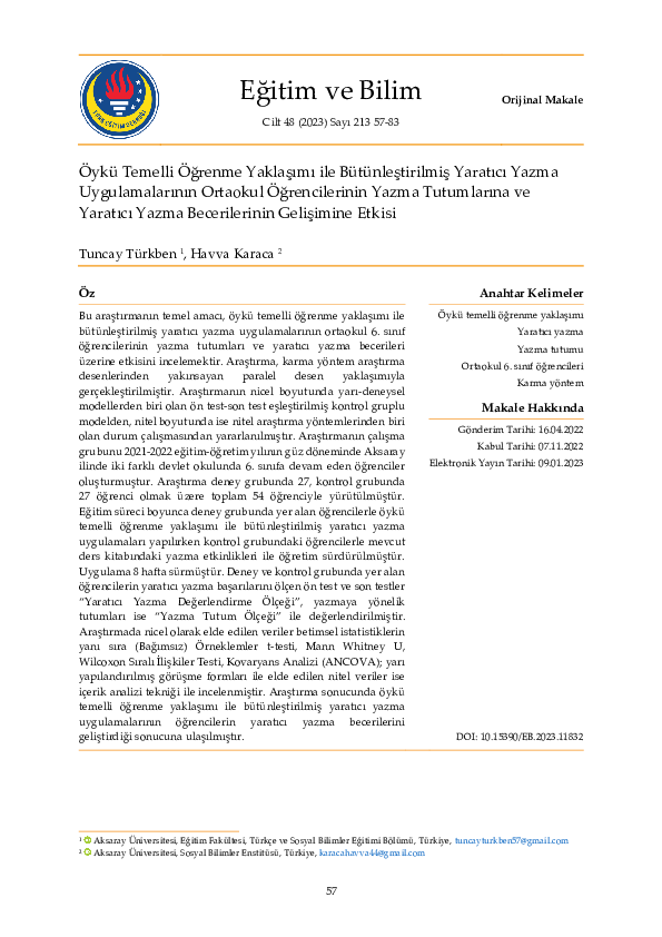 (PDF) The Effect of Creative Writing Practices Integrated with Story-Based Learning Approach on ...