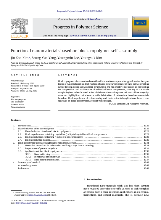 Pdf Advancements In Block Copolymer Nanomaterials
